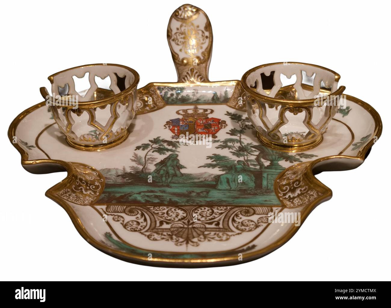 old spanish tableware isolated on white background Stock Photo - Alamy
