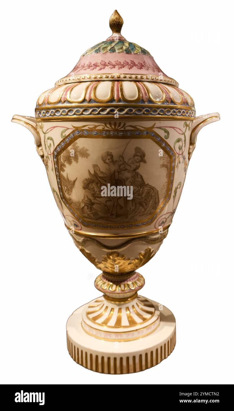 old spanish tableware isolated on white background Stock Photo - Alamy