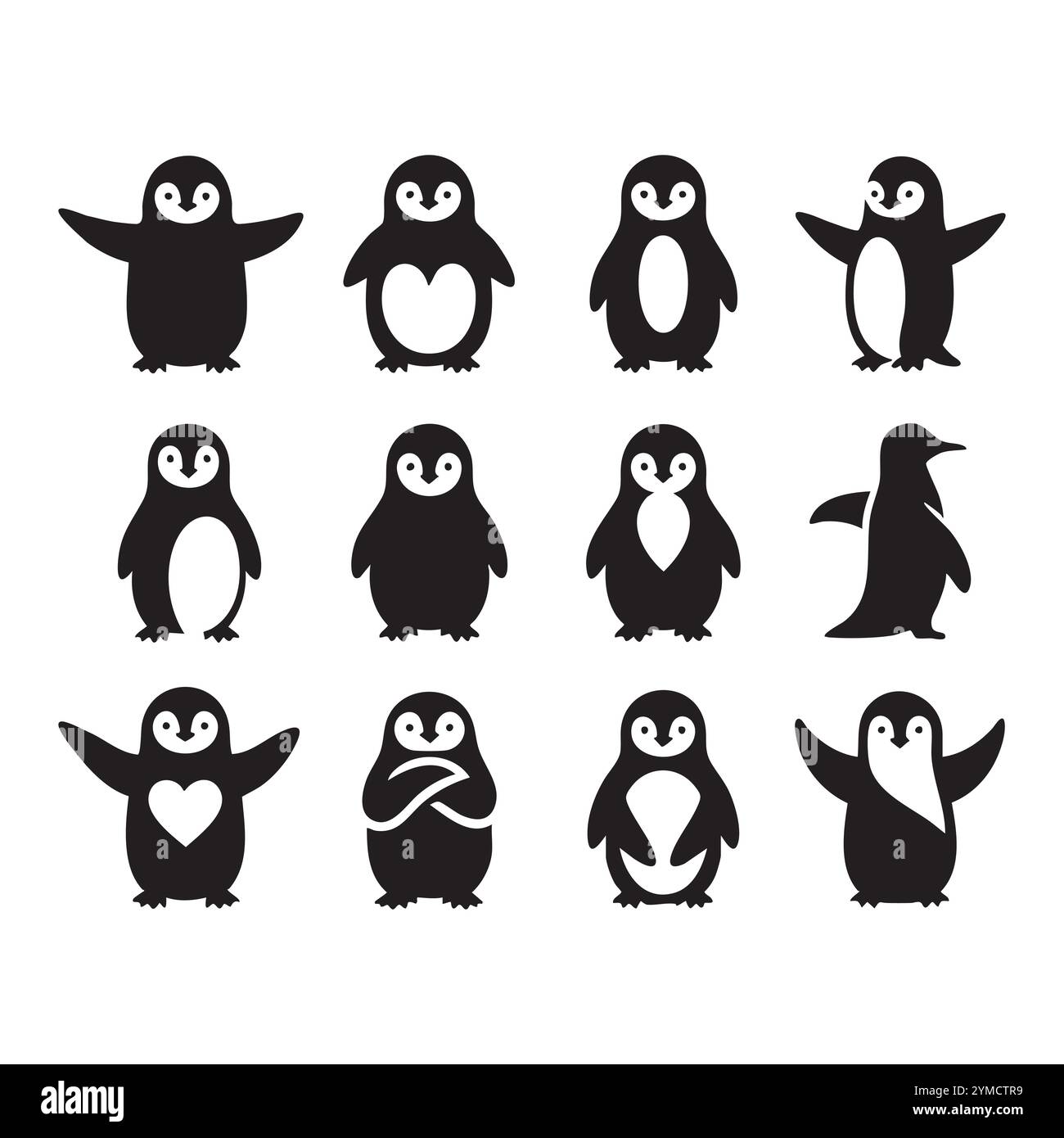 Set of penguin silhouette on white background Stock Vector Image & Art ...