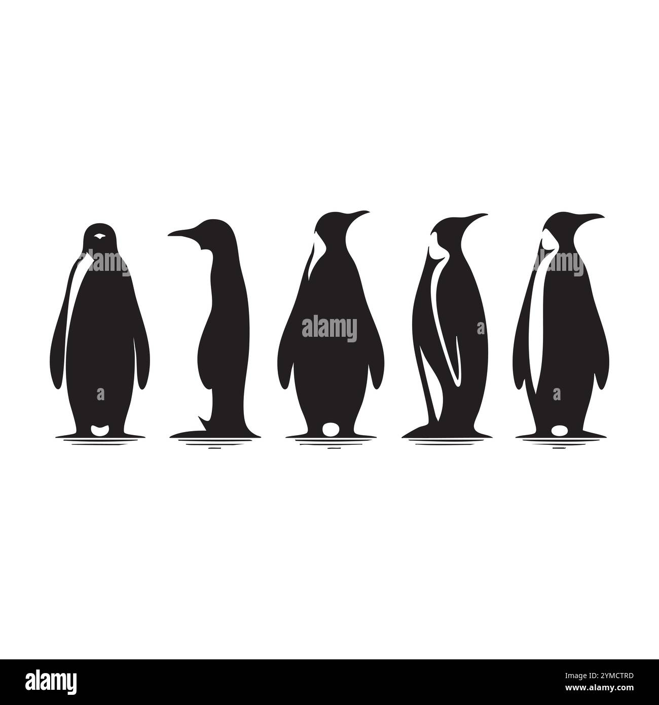 Set of penguin silhouette on white background Stock Vector Image & Art ...