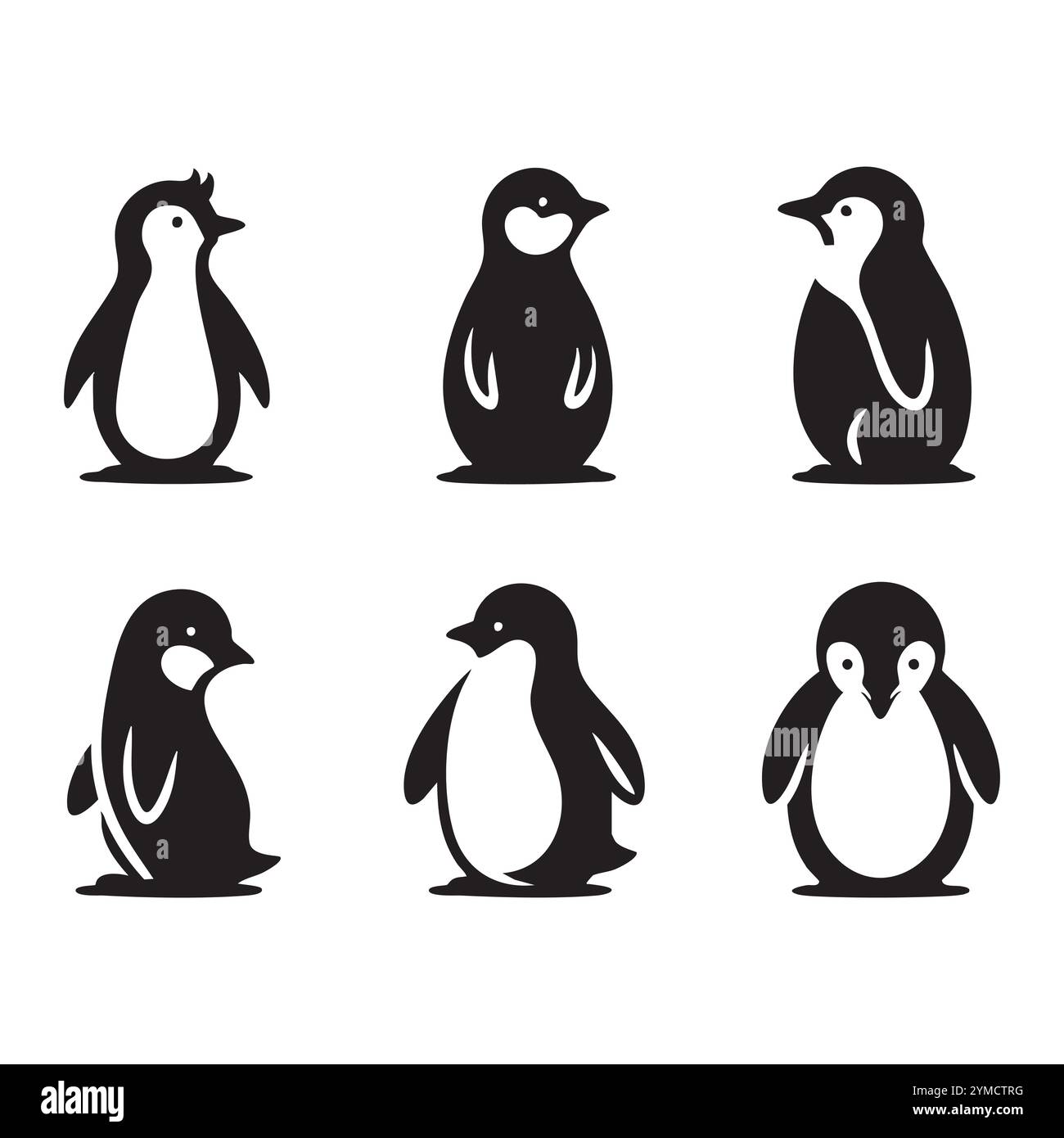 Set of penguin silhouette on white background Stock Vector Image & Art ...