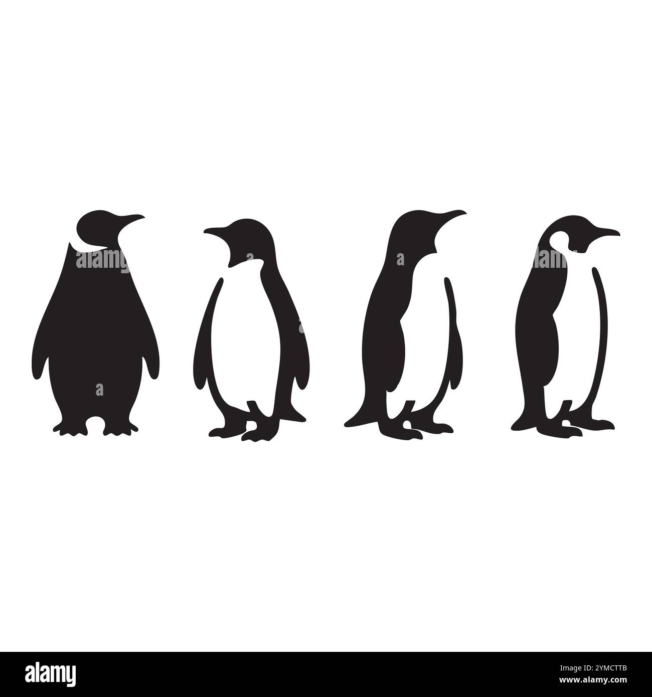 Set of penguin silhouette on white background Stock Vector Image & Art ...
