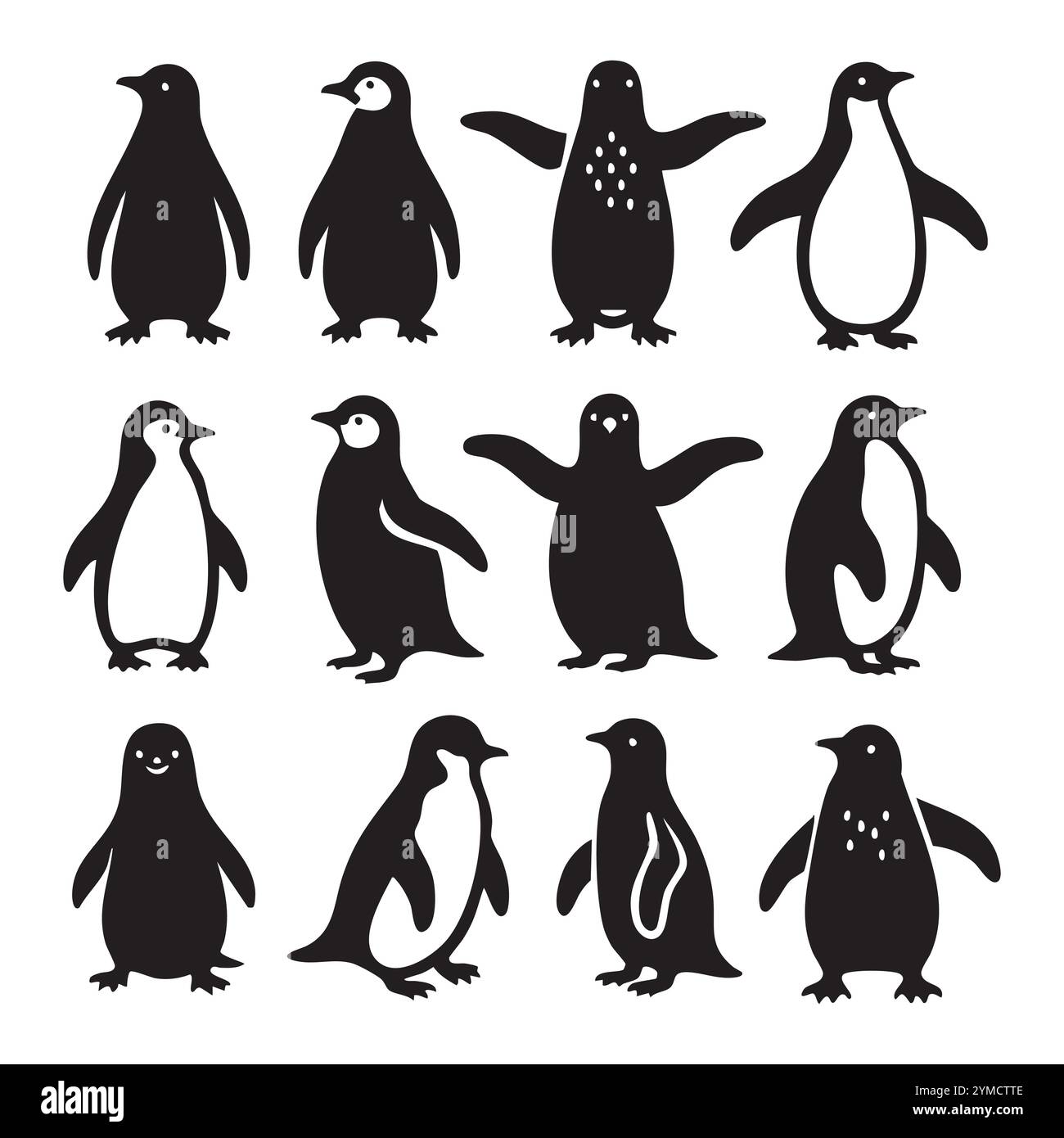 Set of penguin silhouette on white background Stock Vector Image & Art ...