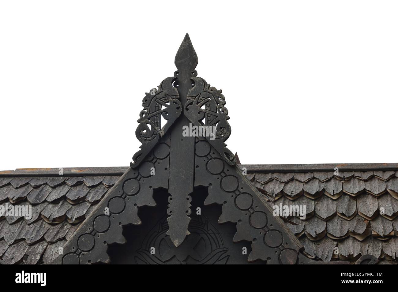 borneo traditional tribal carvings on the roof top of buildings Stock ...