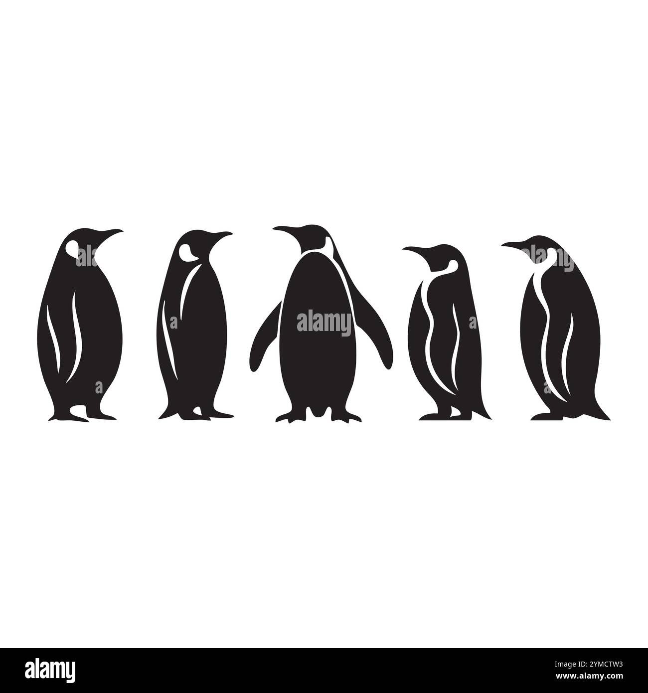 Set of penguin silhouette on white background Stock Vector Image & Art ...
