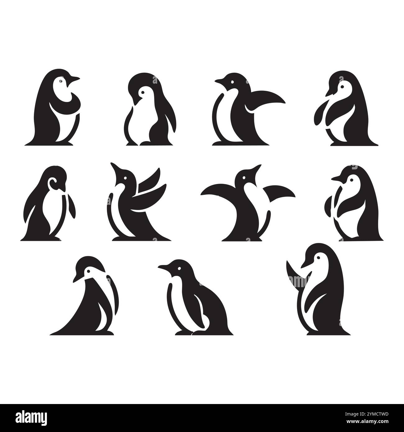 Set of penguin silhouette on white background Stock Vector Image & Art ...