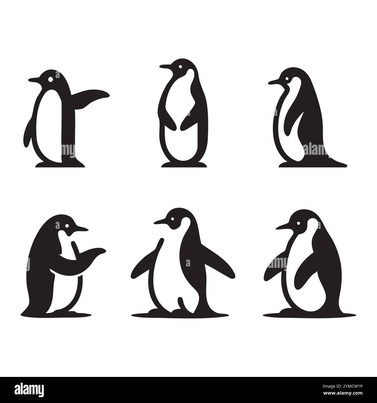 Set of penguin silhouette on white background Stock Vector Image & Art ...
