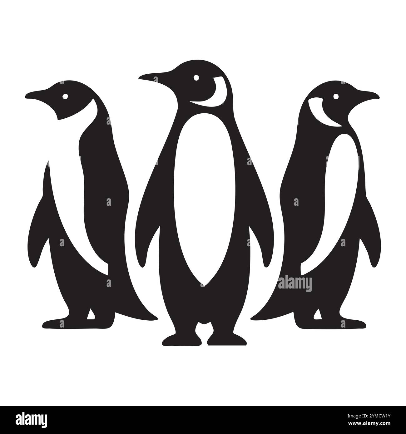 Set of penguin silhouette on white background Stock Vector Image & Art ...