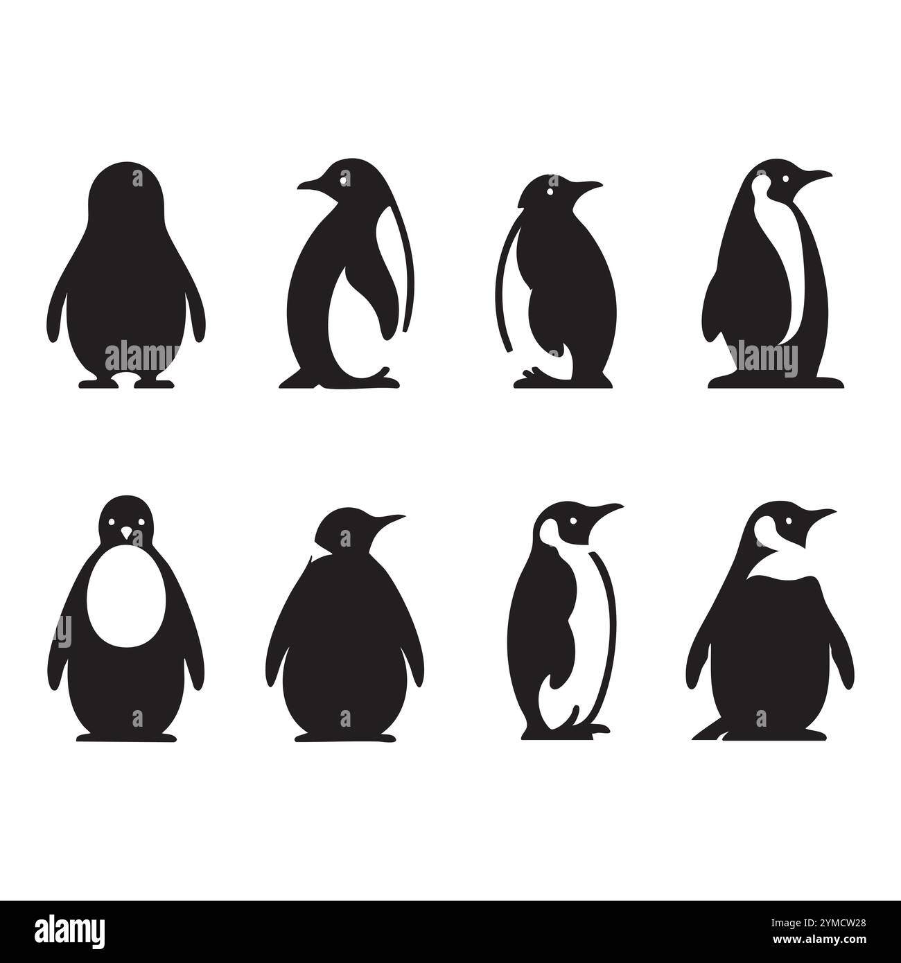 Set of penguin silhouette on white background Stock Vector Image & Art ...