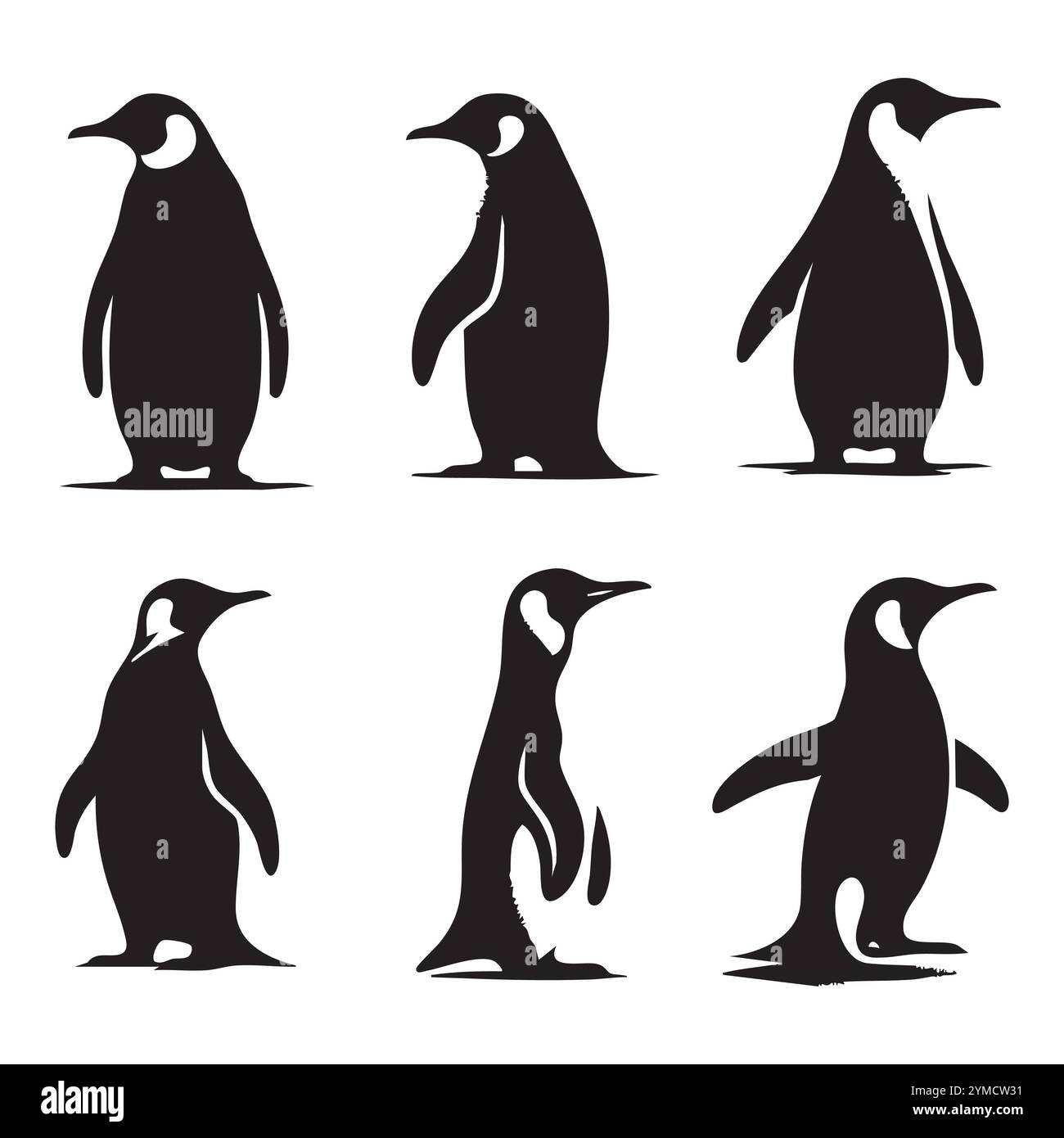 Set of penguin silhouette on white background Stock Vector Image & Art ...