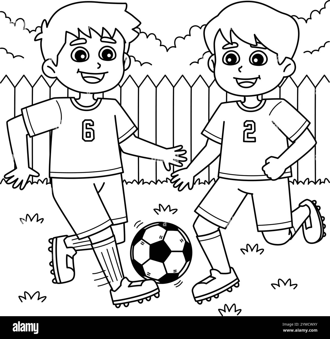 Male Soccer Player Passing the Ball Coloring Page Stock Vector Image ...