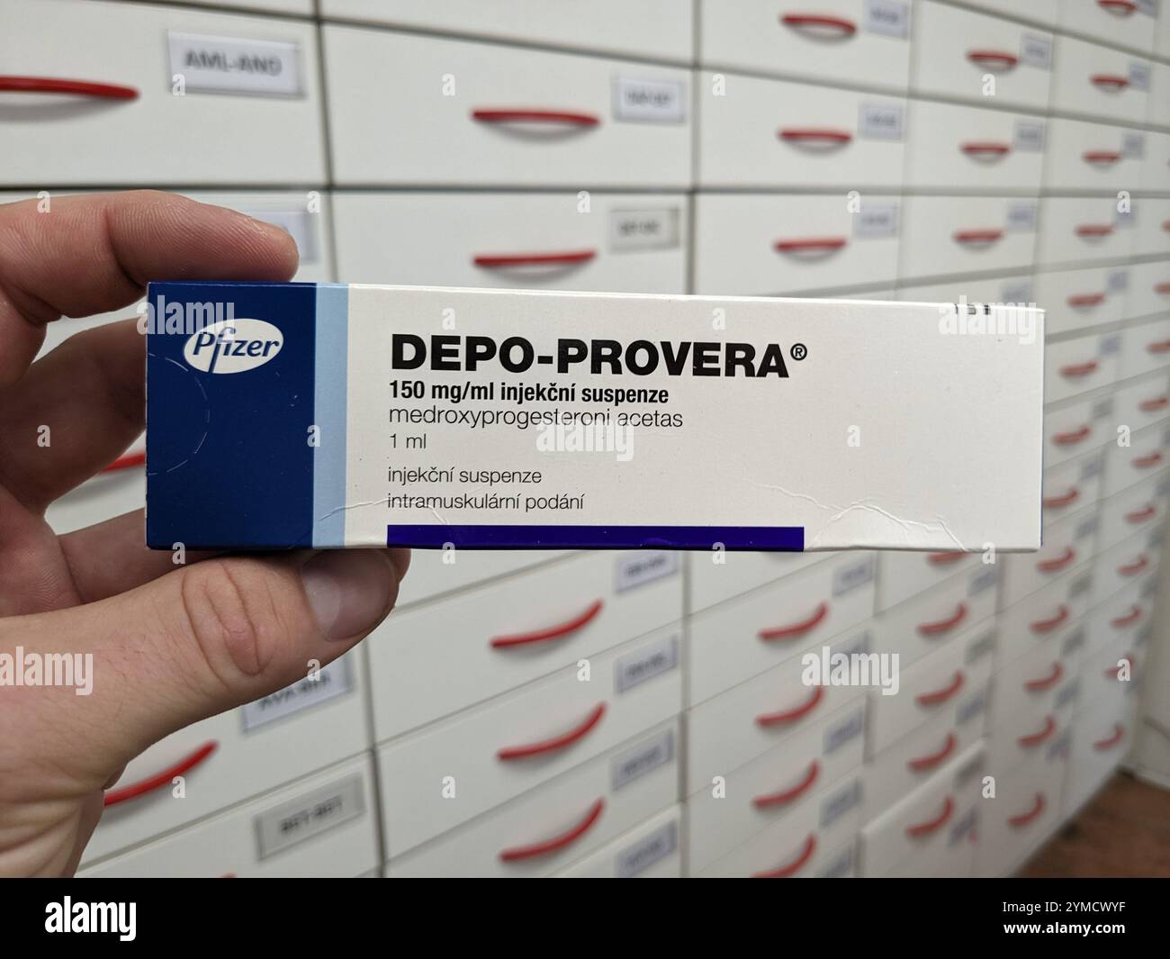 Prague,Czech Republic-January 26 2025: DEPO-PROVERA box of medication ...