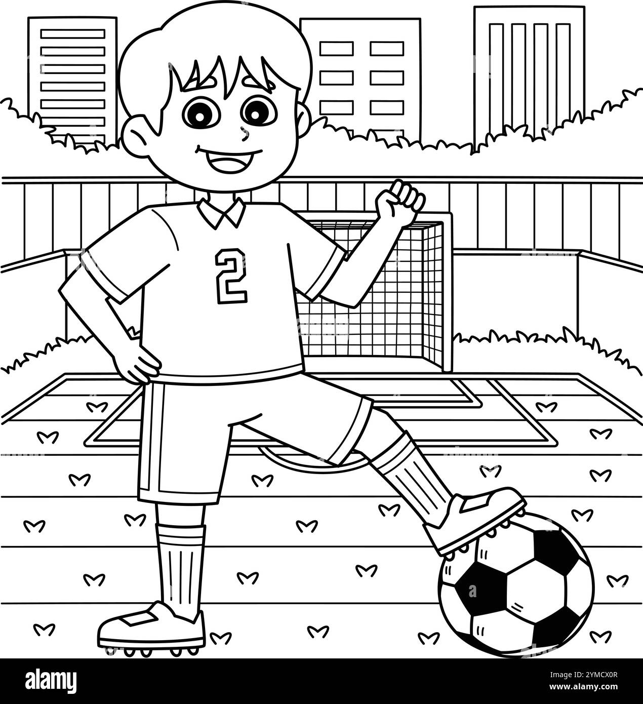 Male Soccer Player Coloring Page for Kids Stock Vector Image & Art - Alamy
