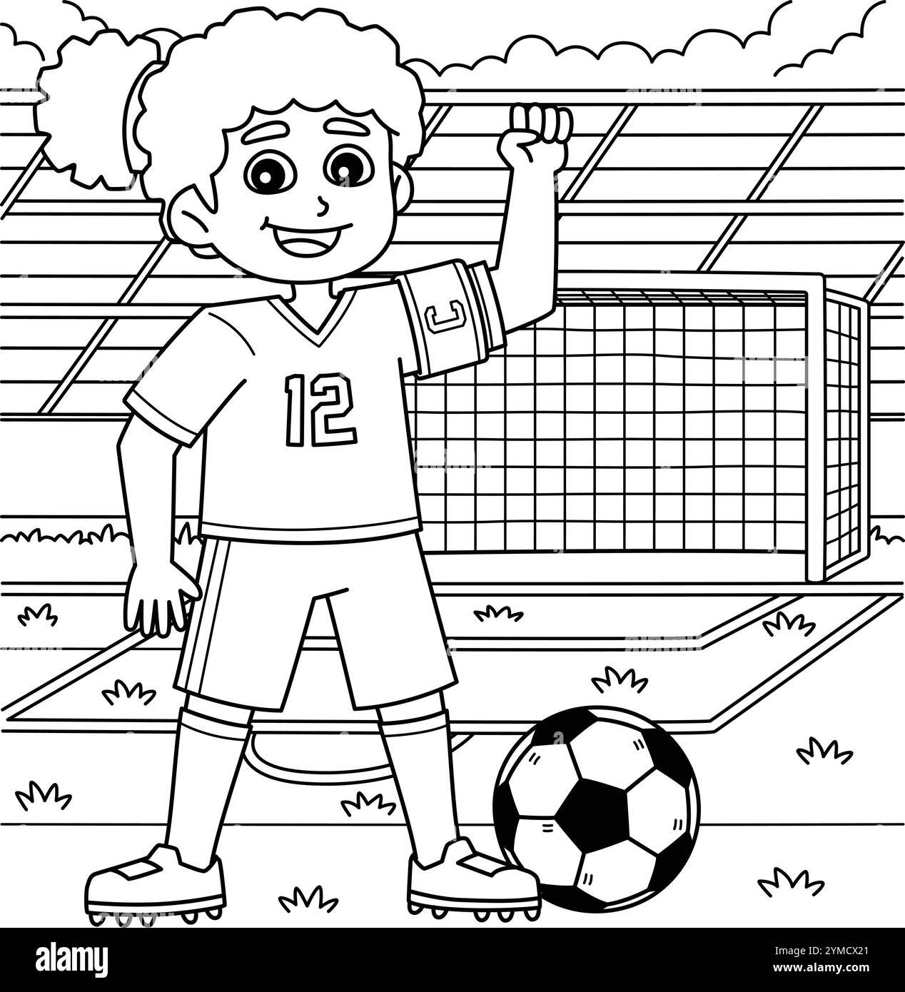 Female Soccer Player Captain Coloring Page Stock Vector Image & Art - Alamy