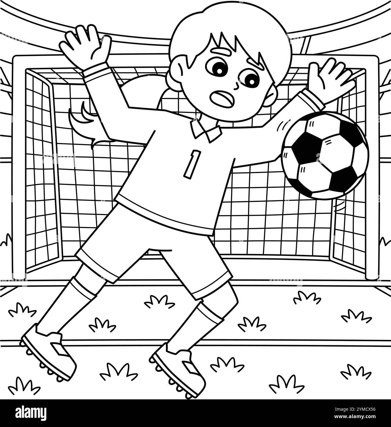 Female Soccer Player Goalkeeper Coloring Page Stock Vector Image & Art ...