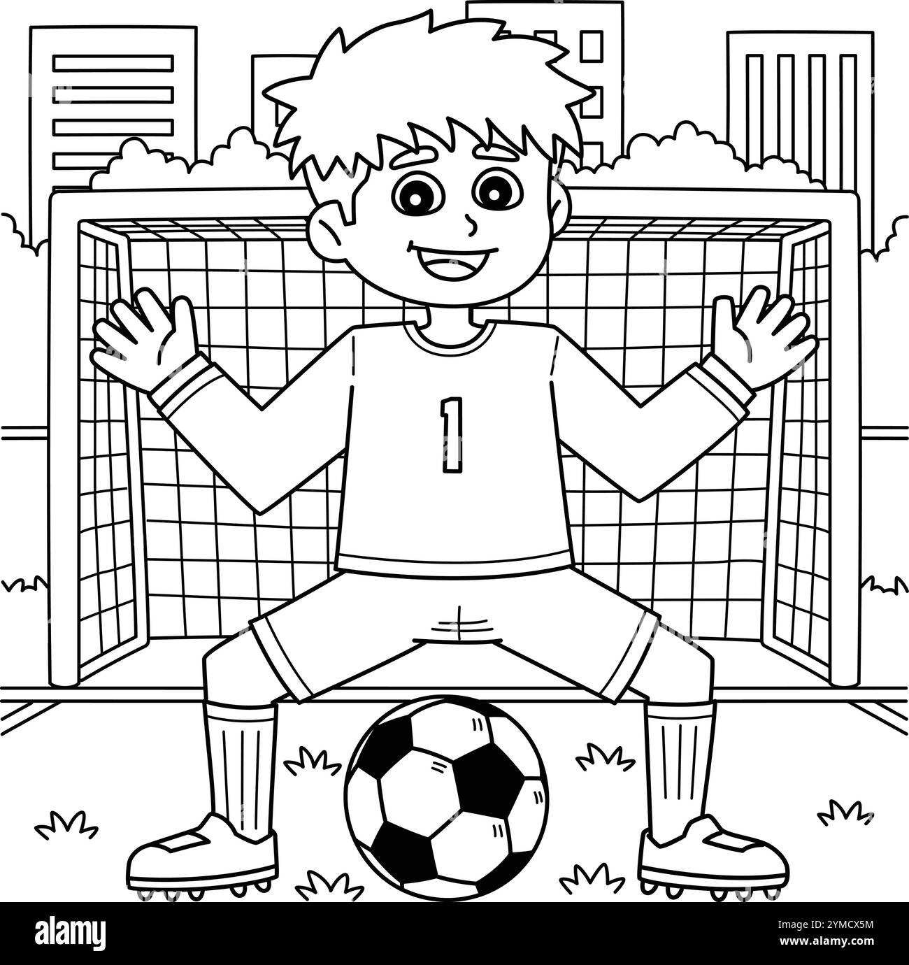Male Soccer Player Goalkeeper Coloring Page Stock Vector Image & Art ...