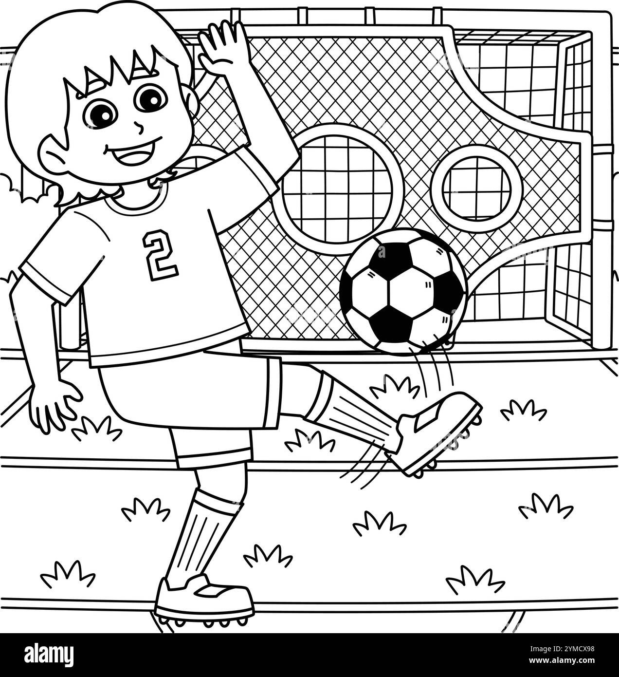 Female Soccer Player Striker Training Coloring Stock Vector Image & Art ...