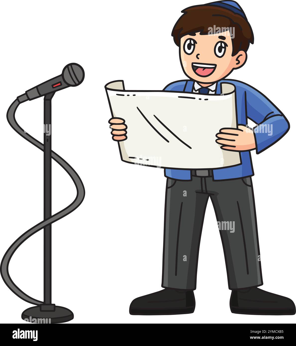 Bar Mitzvah Boy Delivering Speech Cartoon Clipart Stock Vector Image ...