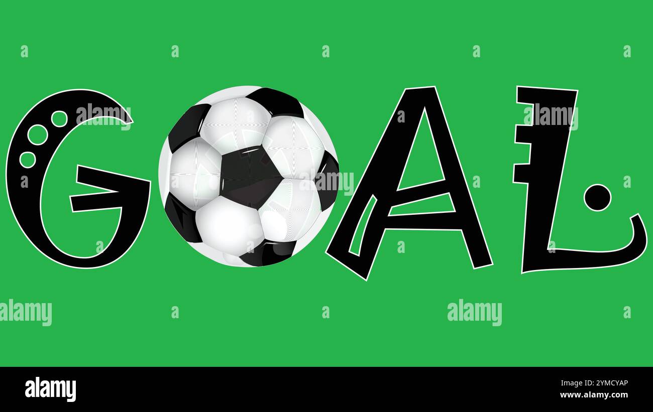Goal Word and O Letter Like Soccer Football Ball with Green Background ...
