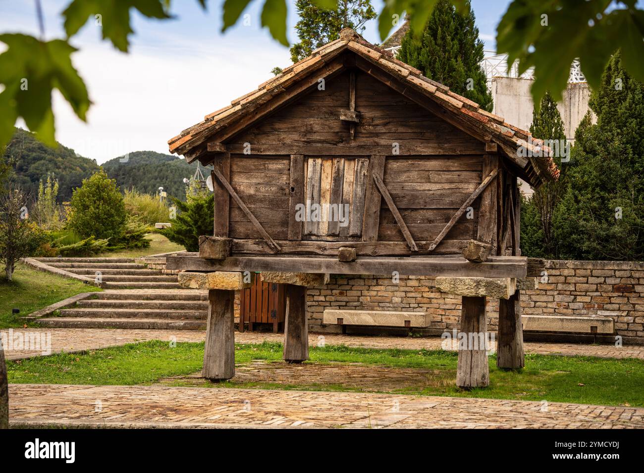 typical hórreo leones, Riaño, province of León, autonomous community of ...