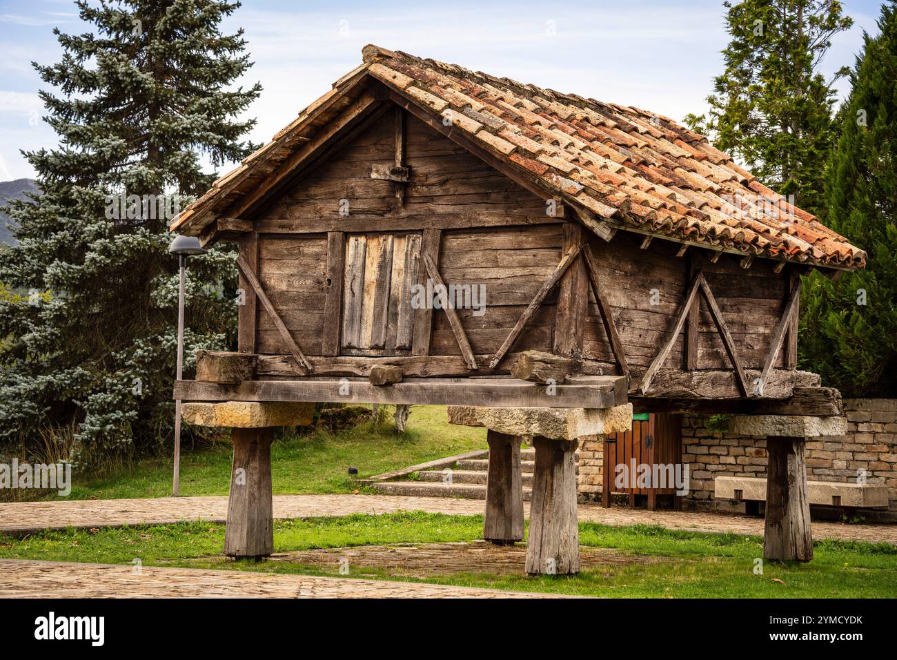 typical hórreo leones, Riaño, province of León, autonomous community of ...