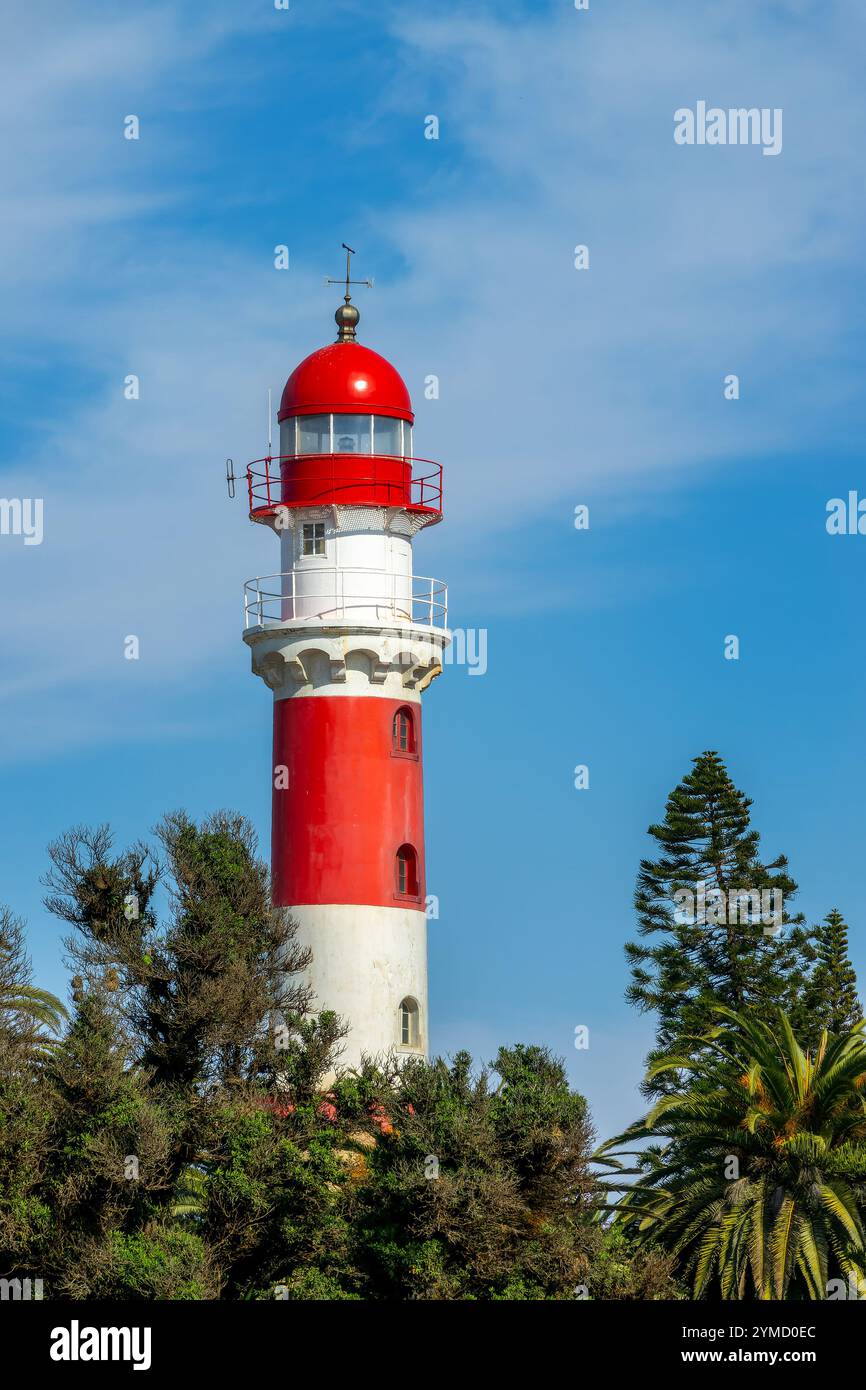 Red and white lighthouse, landmark in Swakopmund, Namibia Africa Stock ...
