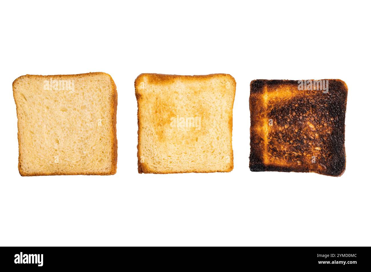 Set of slices of toasted bread, different colors, isolated on white ...