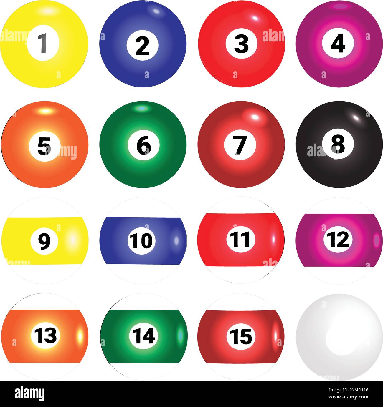 Snooker All Balls Set. Pool Billiard balls Collection Realistic with ...