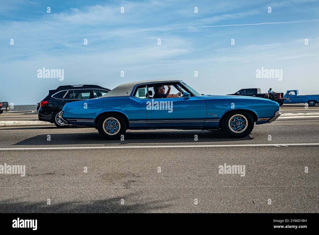 Gulfport, MS - October 04, 2023: Wide angle front corner view of a 1971 ...