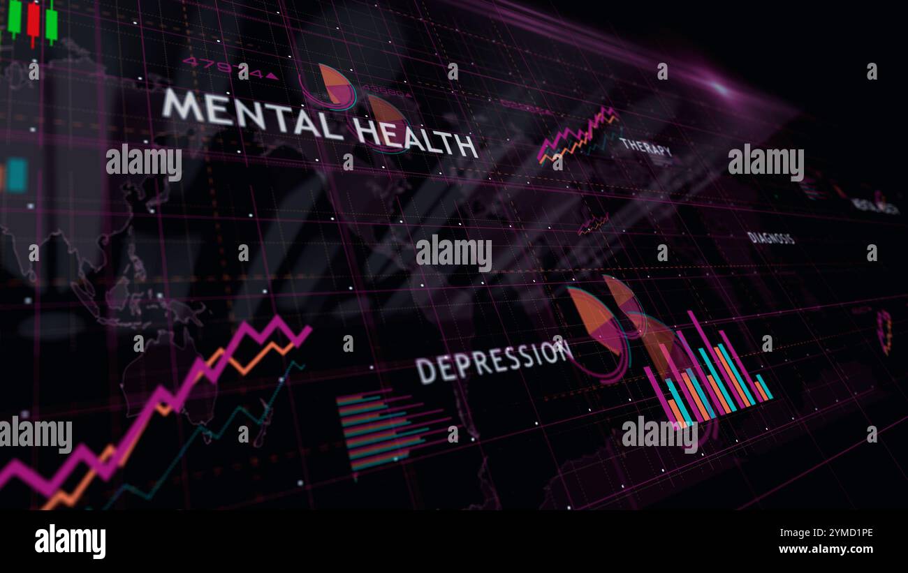 Mental health and depression crisis charts and graphs diagram concept ...