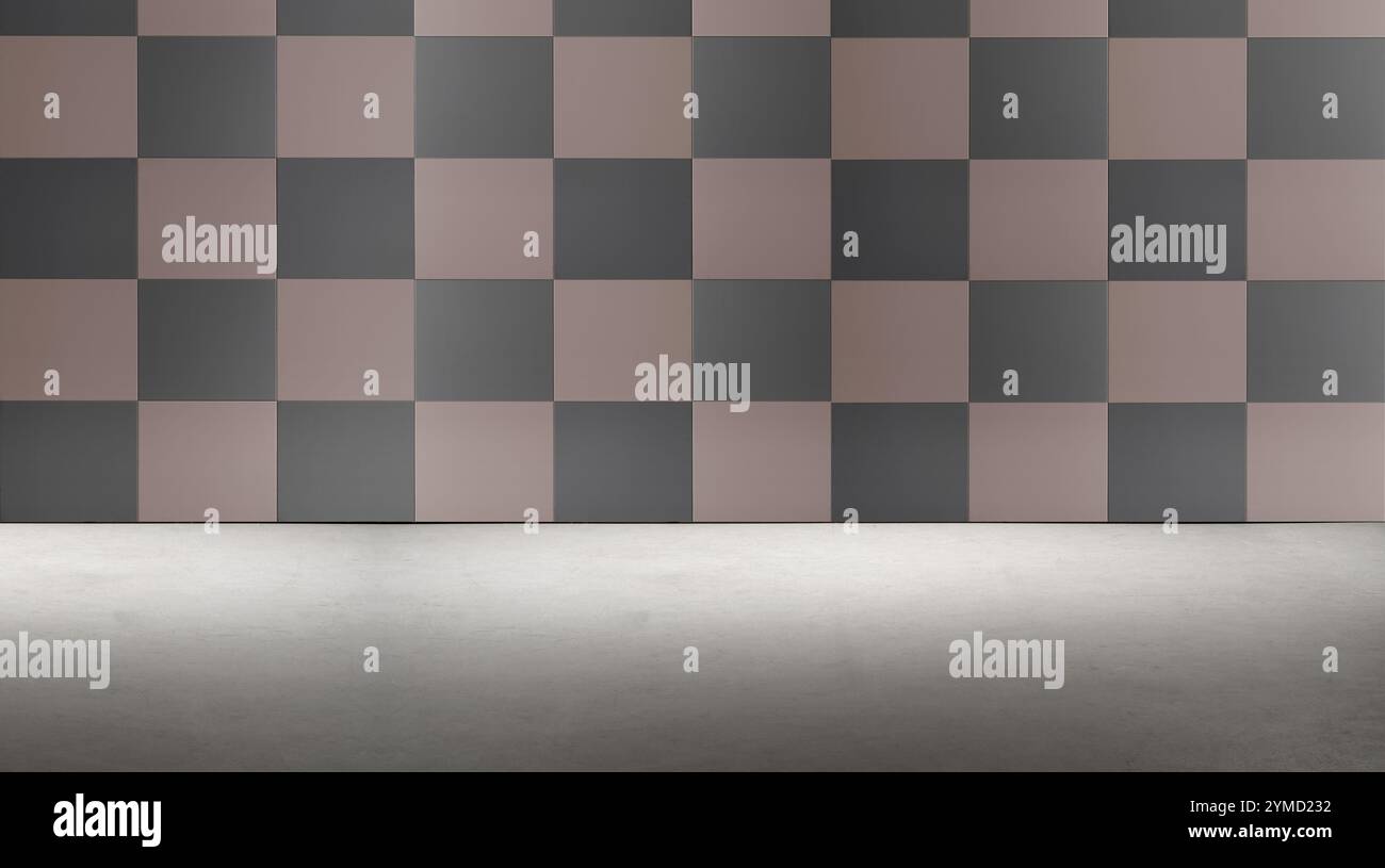 Interior of an empty room, to be furnished, with grey floor and picture ...