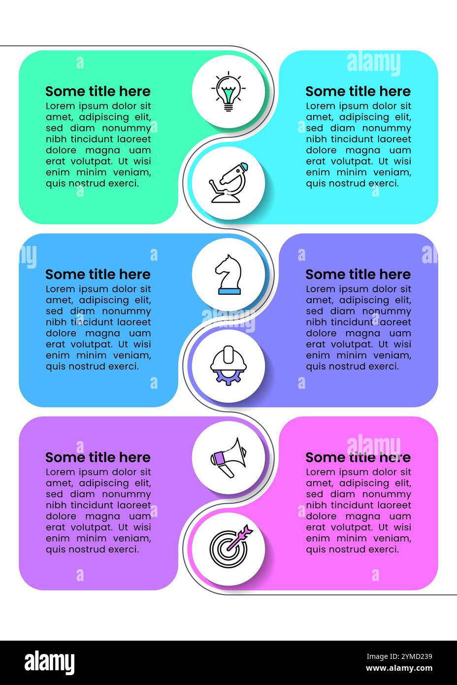 Infographic template with icons and 6 options or steps. Vertical line ...