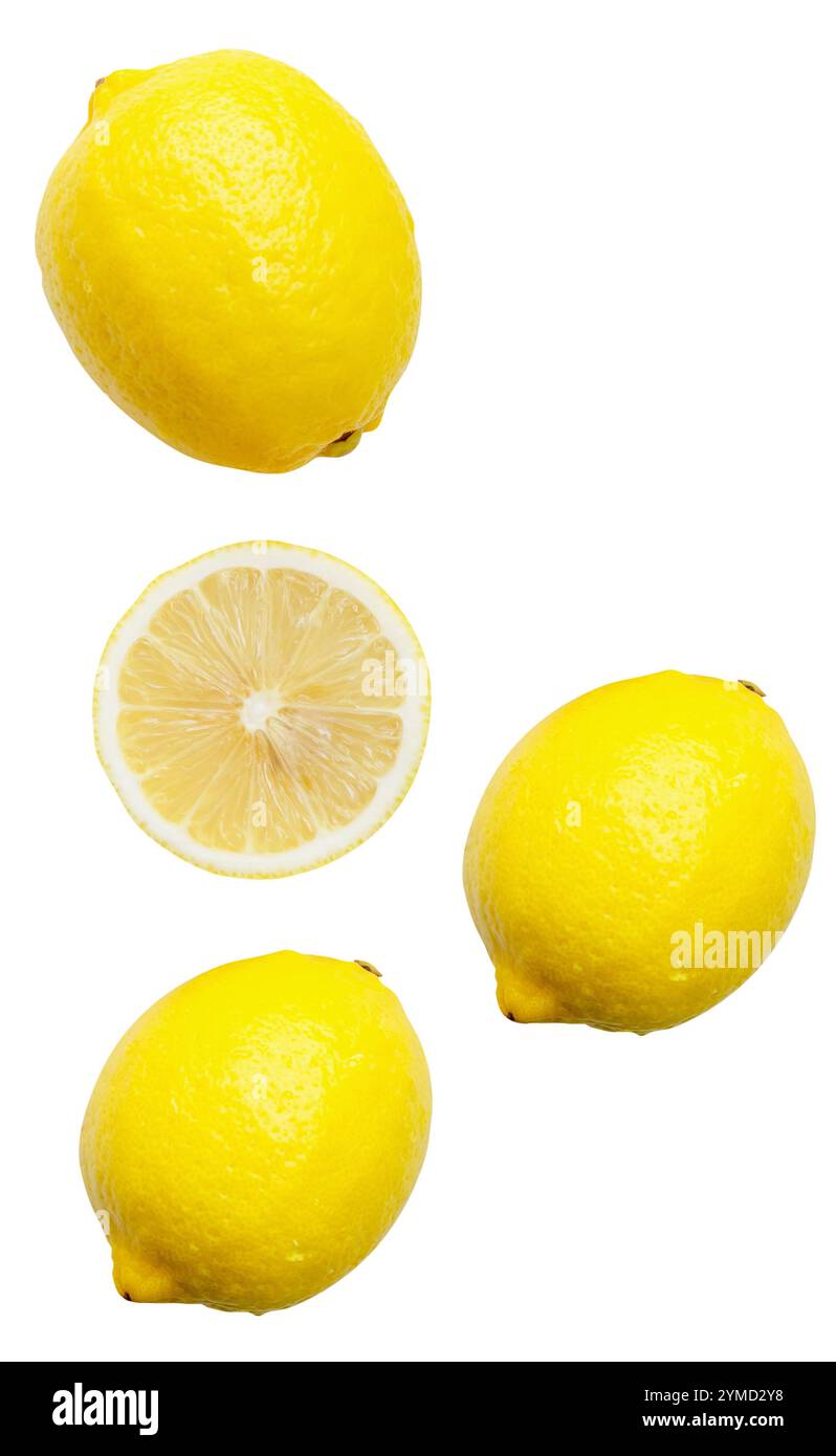 Three fresh lemon top view Cut Out Stock Images & Pictures - Alamy