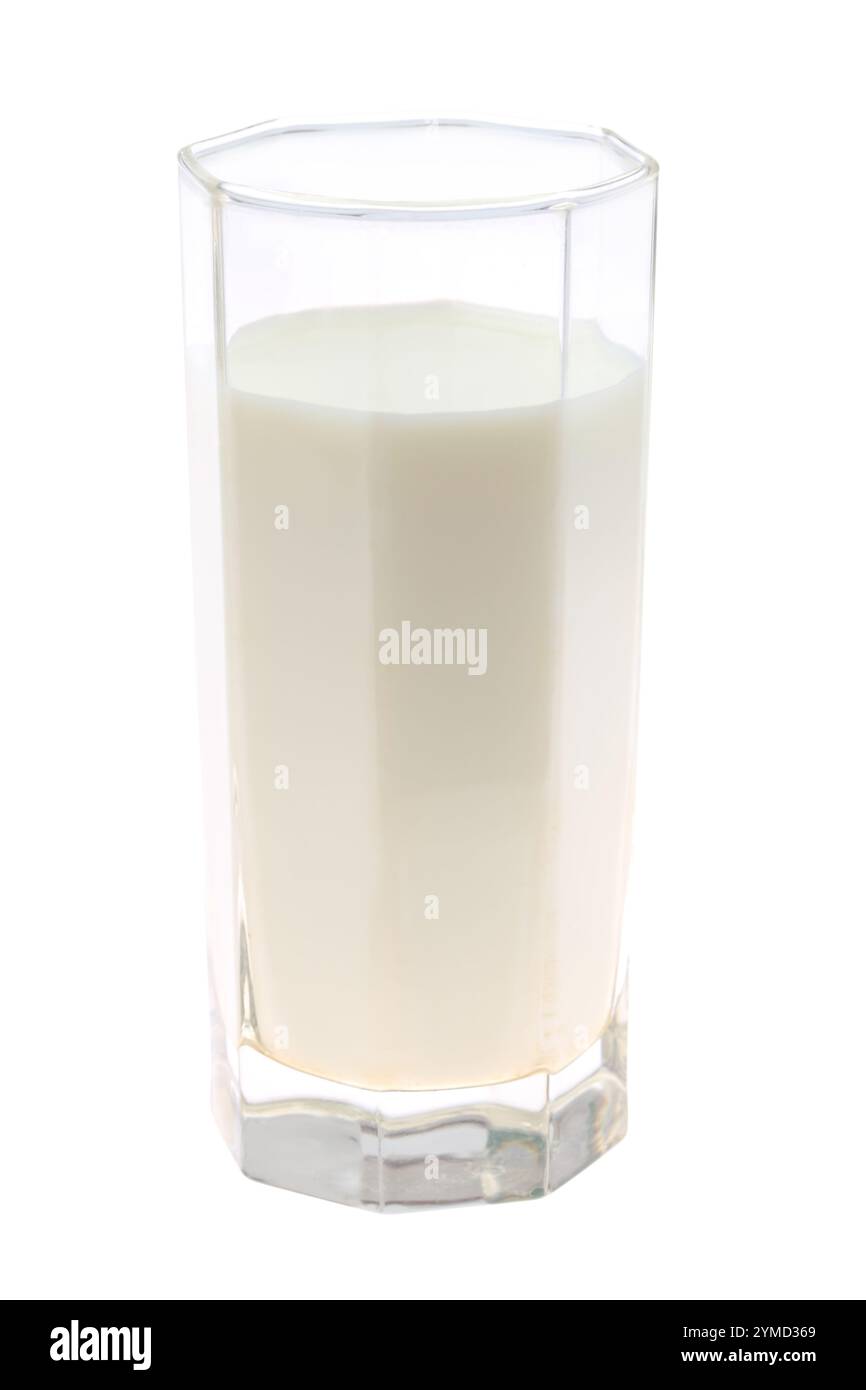 A Fresh Glass of Milk contained within an Octagonal Glass Container for ...