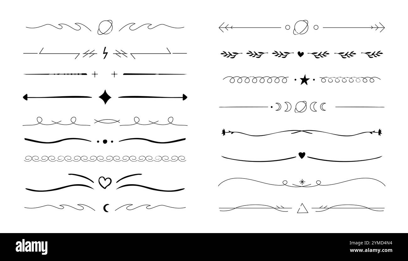 Swirl line divider, doodle decorative fancy ornament border, simple ...