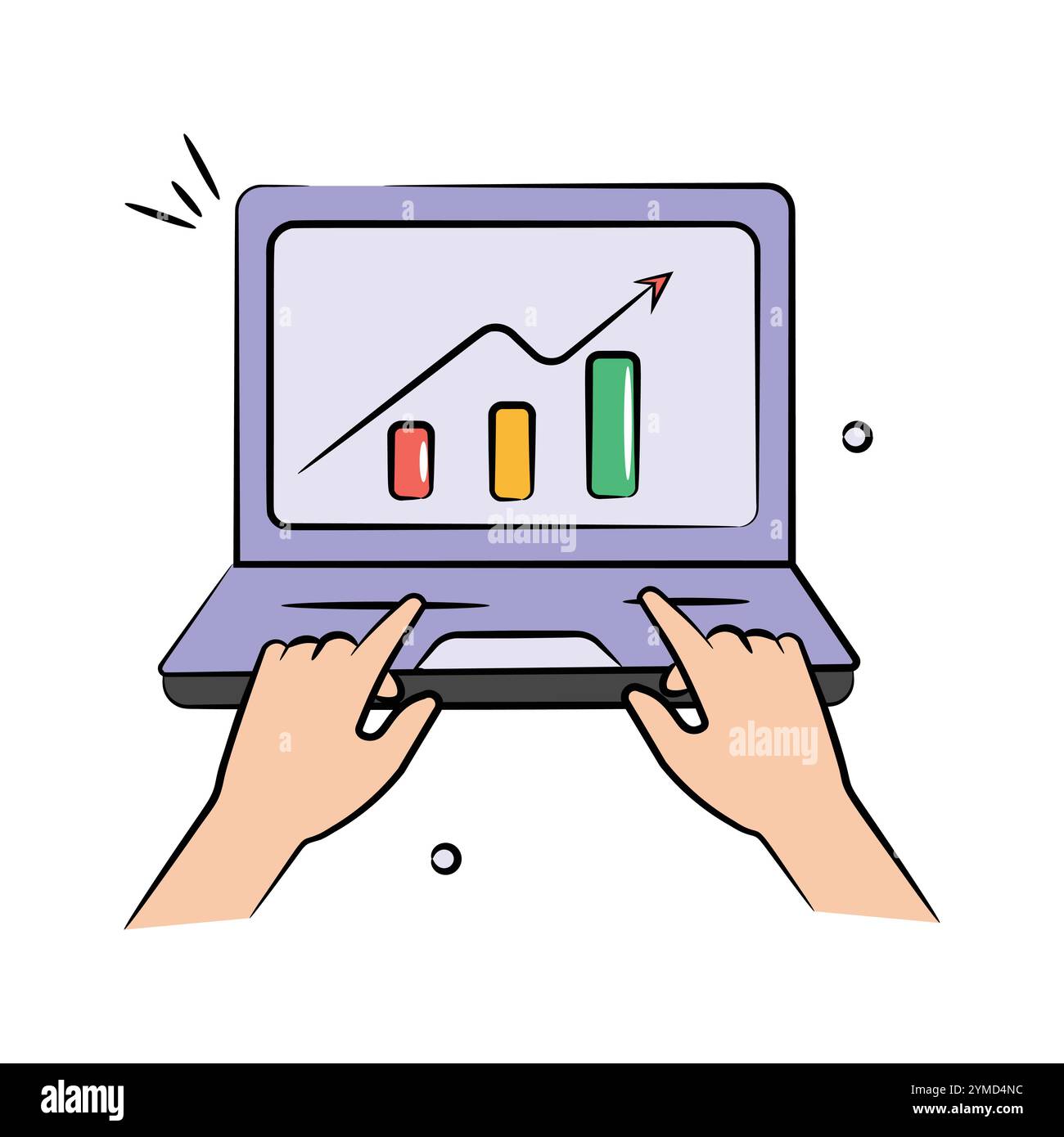 Growth chart inside laptop showing concept icon of online analytics or online stats, data ...