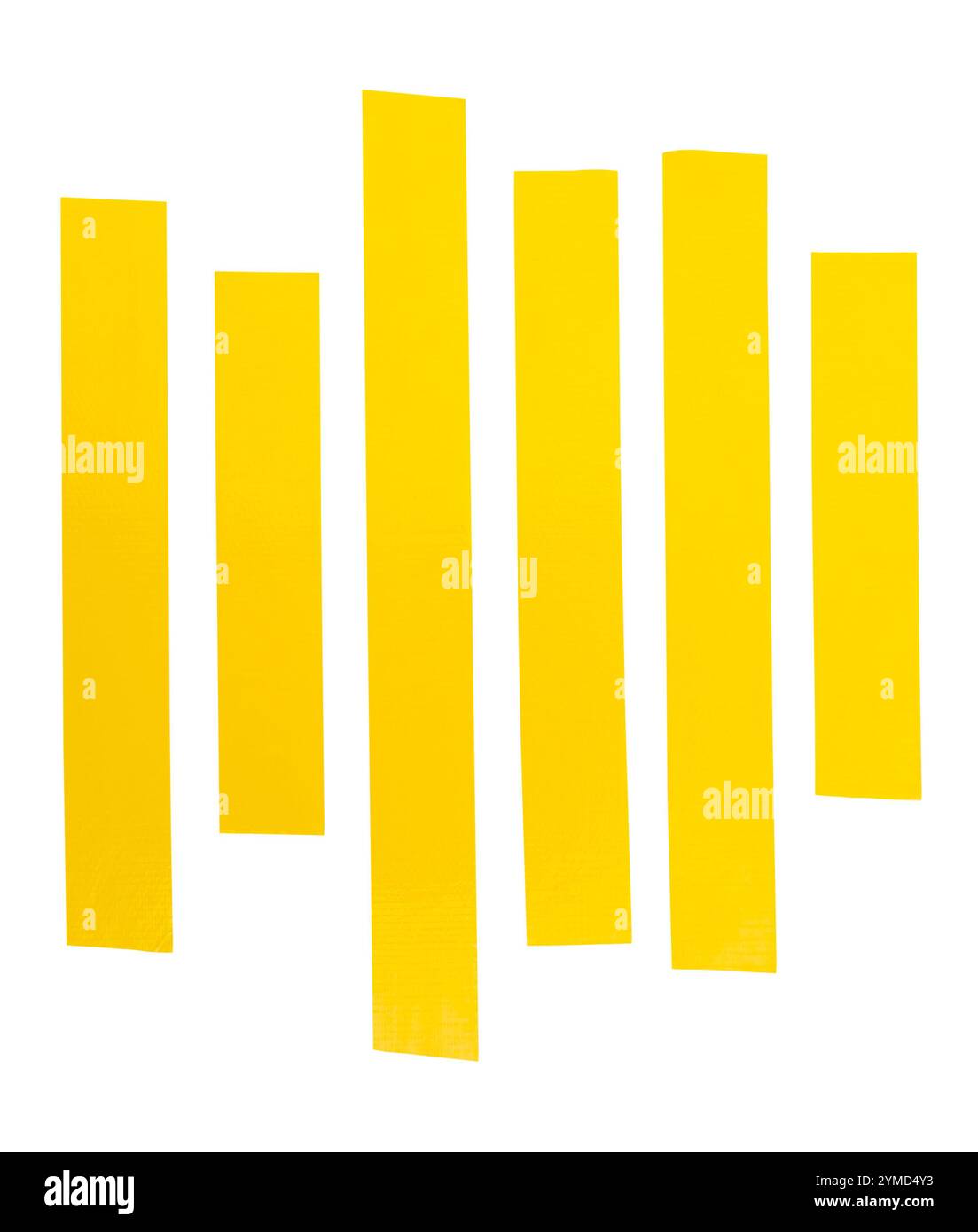 Top view set of yellow adhesive vinyl tape or cloth tape in stripes ...