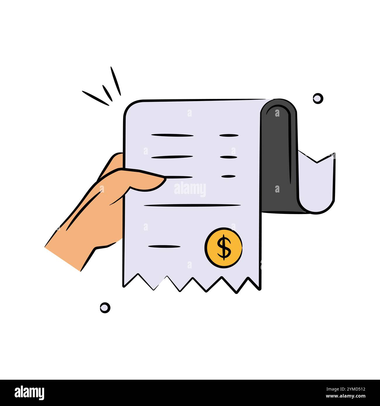 Dollar coin with page denoting concept icon of receipt, bill doodle ...