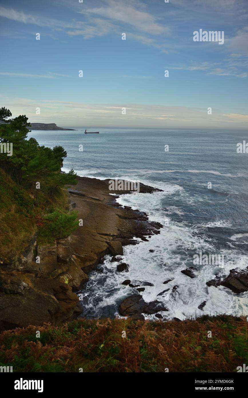 The Bay of Santander in Northern Spain, with cargo ship Wilson Monsoon ...