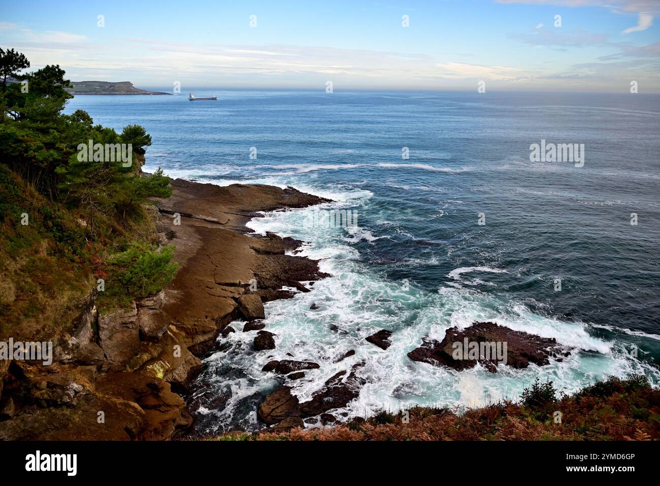 The Bay of Santander in Northern Spain, with cargo ship Wilson Monsoon ...