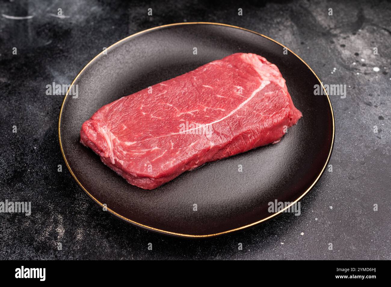 Fresh raw Rump beef steak, organic meat. black background. top view ...
