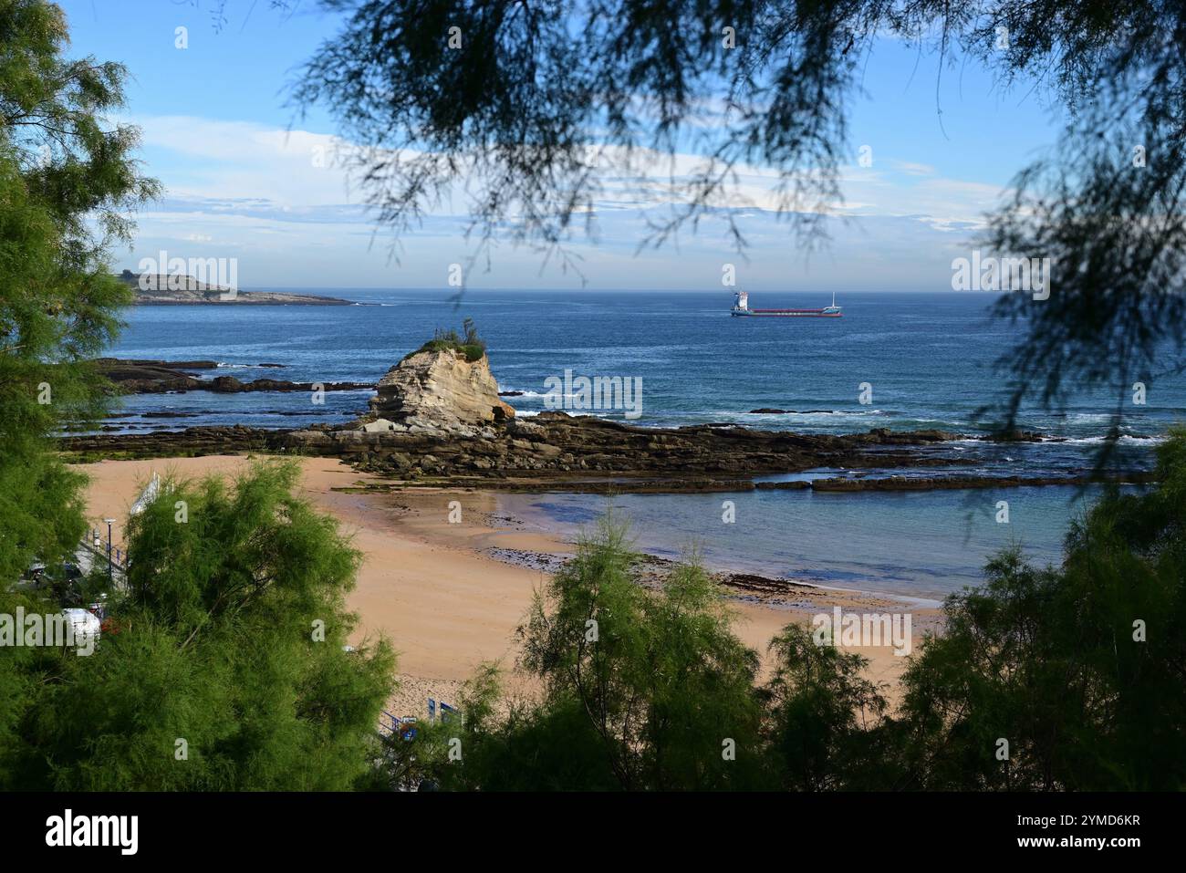The bay of Santander, Northern Spain, with cargo vessel Wilson Monsoon ...