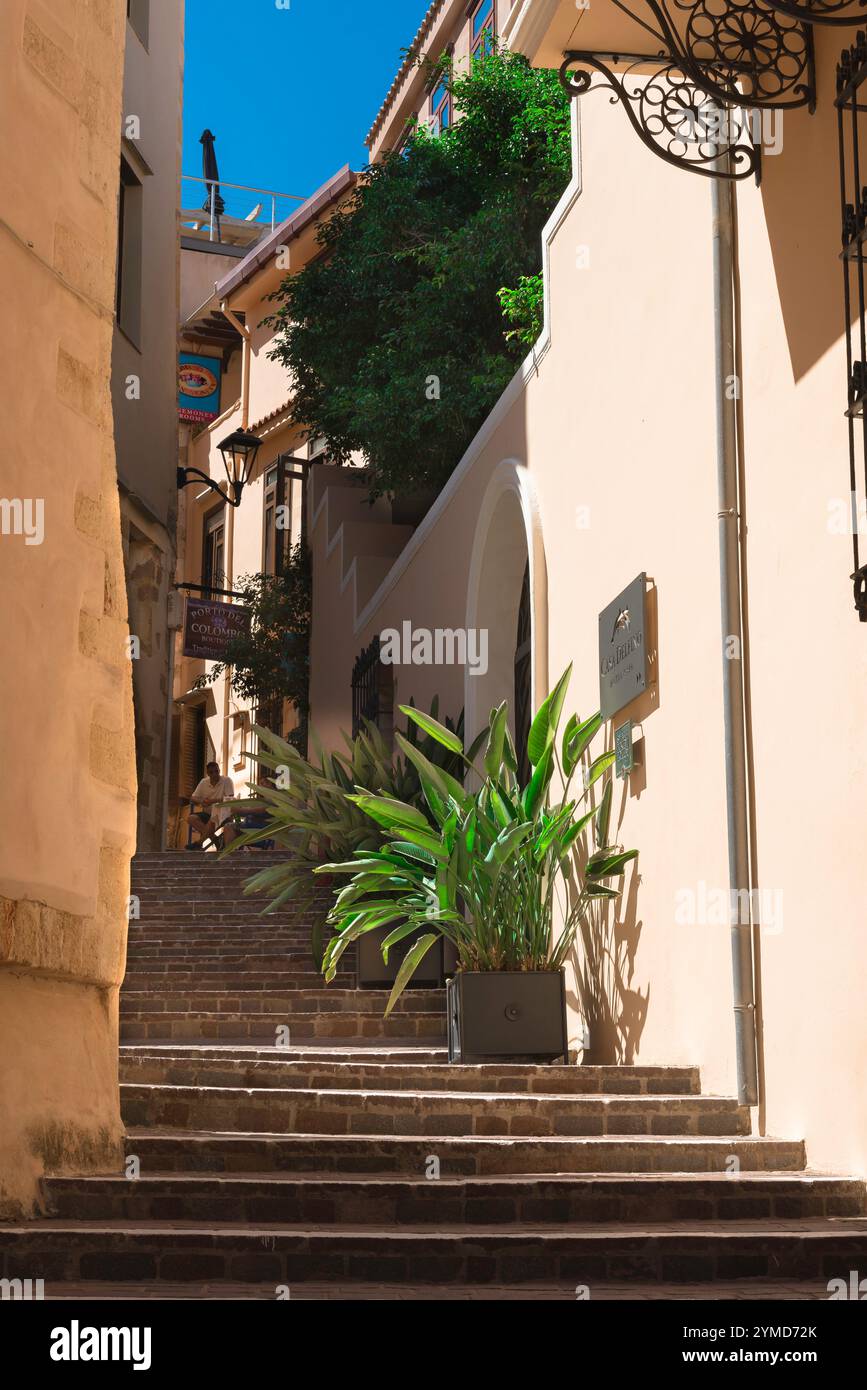 Crete street old town, view of a quiet street in the scenic Venetian ...