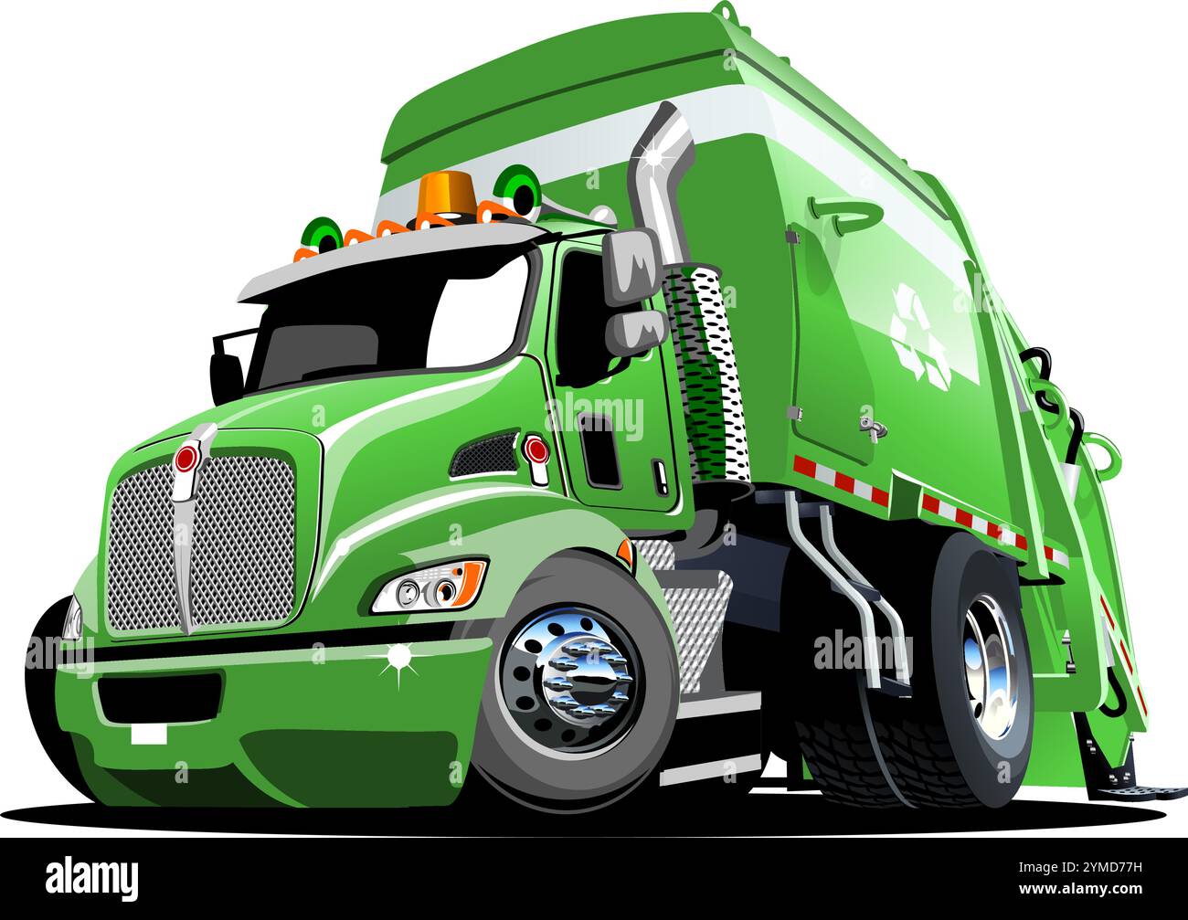 Cartoon Garbage Truck isolated on white background. Available EPS-10 ...