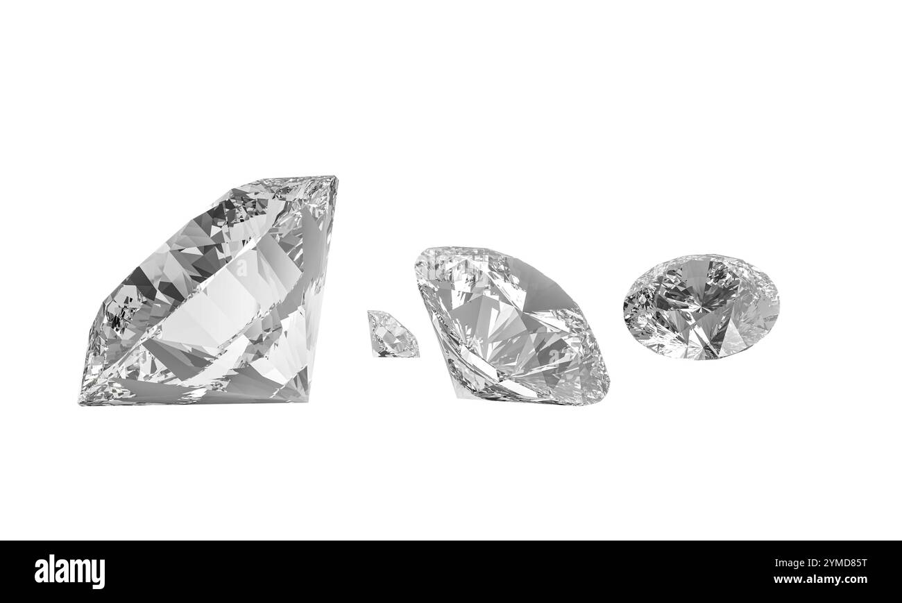 Sparkling diamonds different sizes transparent background 3D Stock ...