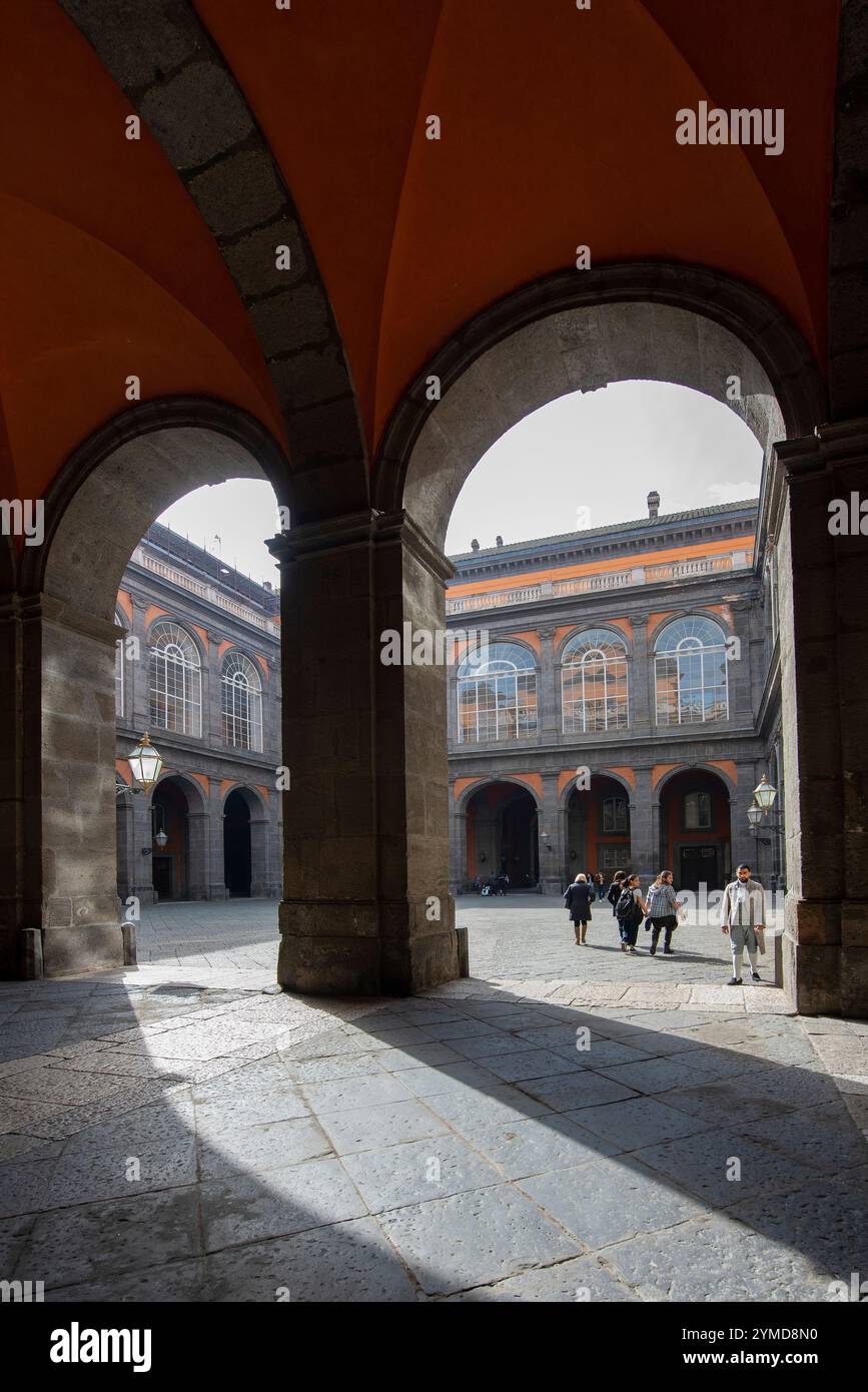 Naples. Piazza Del Plebiscito. Royal Palace. Internal Courtyard Stock ...