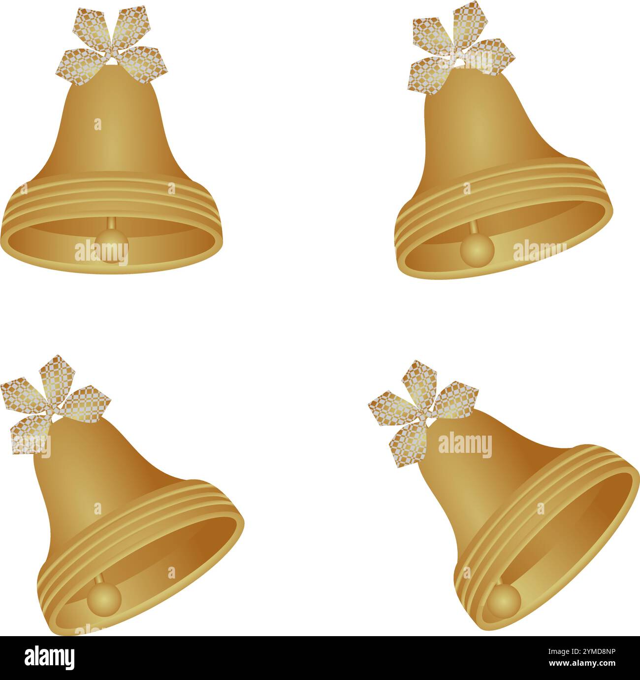 christmas bell with ribbon bow set vector illustration isolated on ...