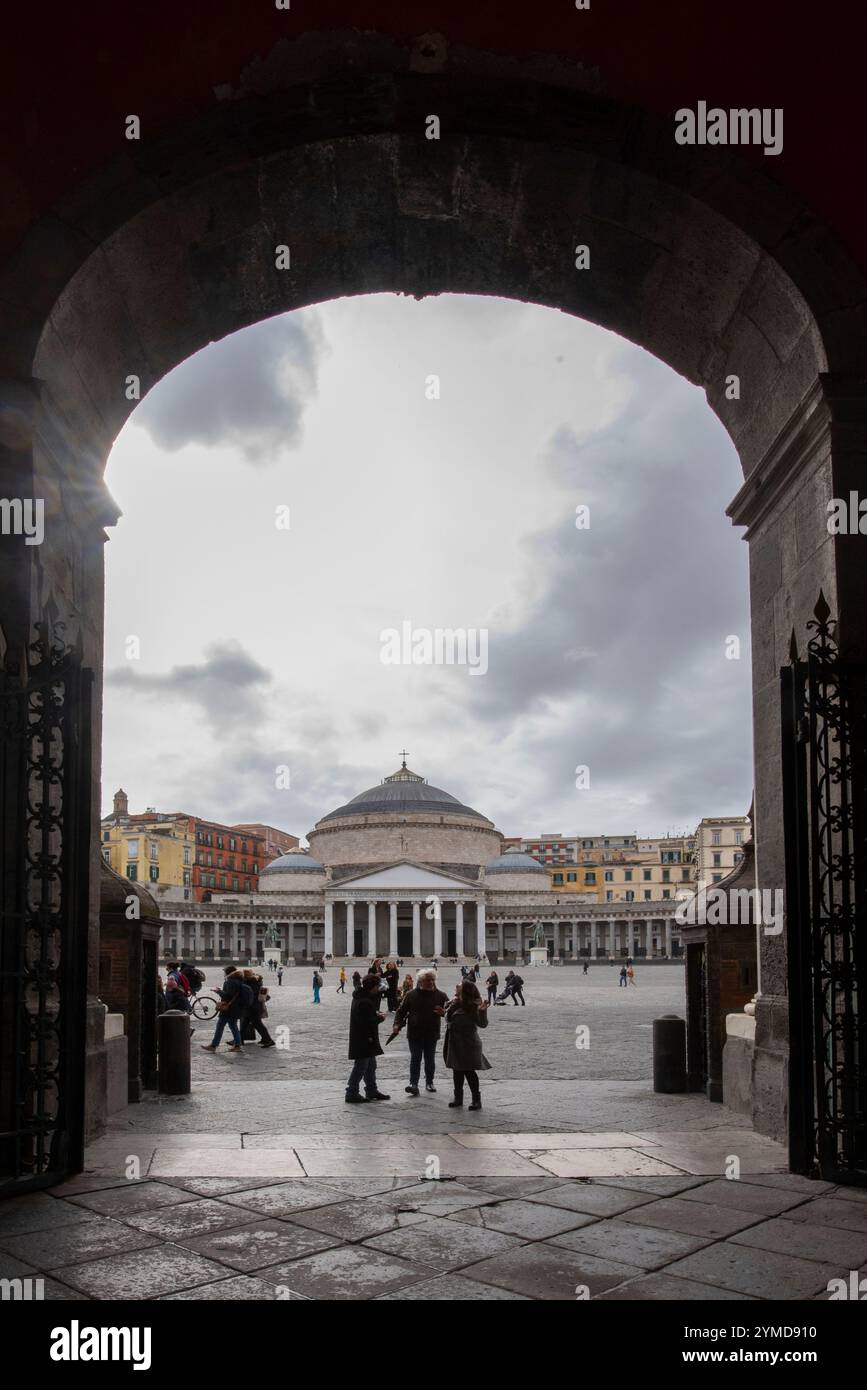 Naples. Piazza Del Plebiscito. Royal Palace. Entrance To The Internal ...