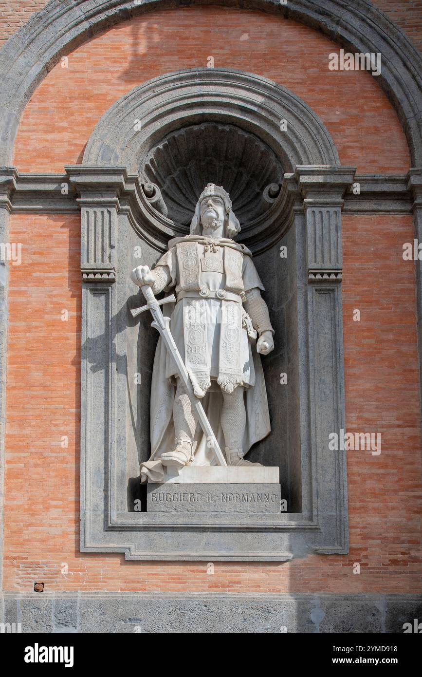 Naples. Piazza Del Plebiscito. Royal Palace. Facade. Statue Depicting ...