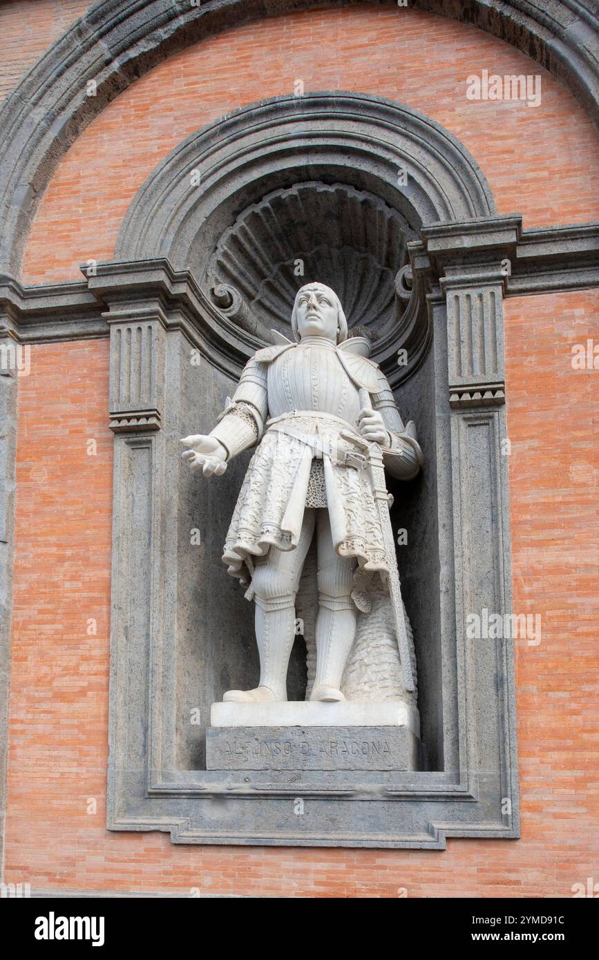 Naples. Piazza Del Plebiscito. Royal Palace. Facade. Statue Depicting ...
